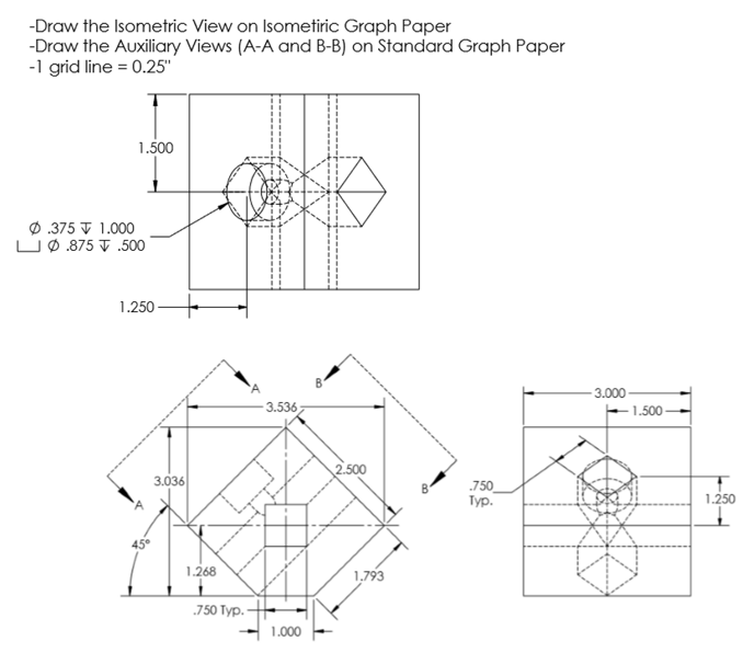 Solved -Draw the Isometric View on Isometiric Graph Paper | Chegg.com