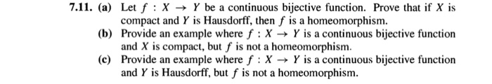 Solved (a) Let f: X rightarrow Y be a continuous bijective | Chegg.com