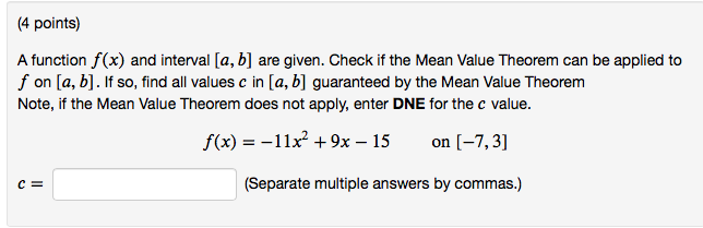 Solved (4 points) A function f(x) and interval [a, b] are | Chegg.com