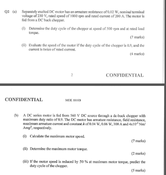 Solved Q2 (a) Separately excited DC motor has an armature | Chegg.com