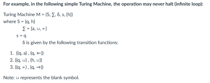Solved For example, in the following simple Turing Machine, | Chegg.com