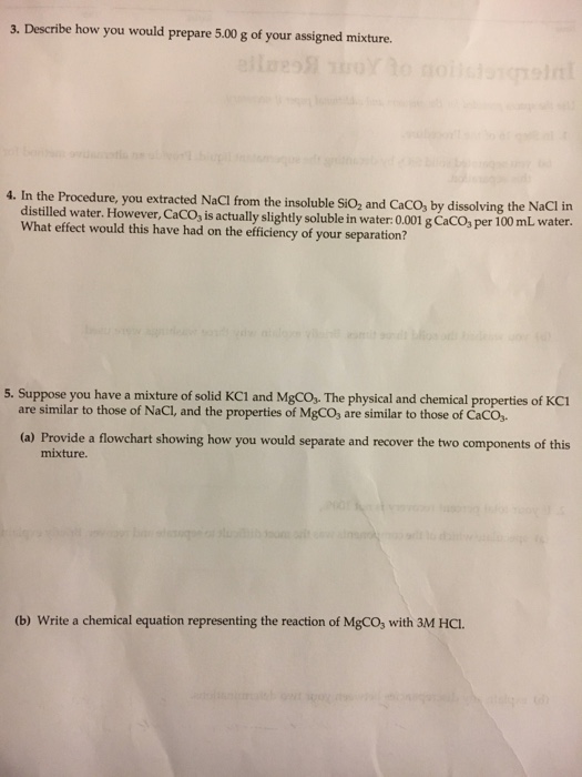 Solved Lab 11: Separating and Recovering the Components of a | Chegg.com