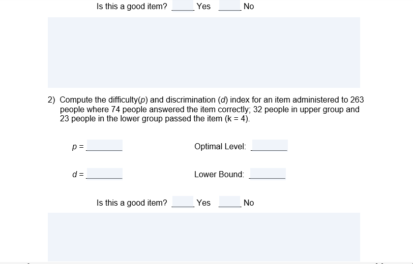 Solved OBJECTIVE: To increase understanding of item analysis | Chegg.com
