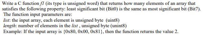 Solved Write a C function fI (its type is unsigned word) | Chegg.com