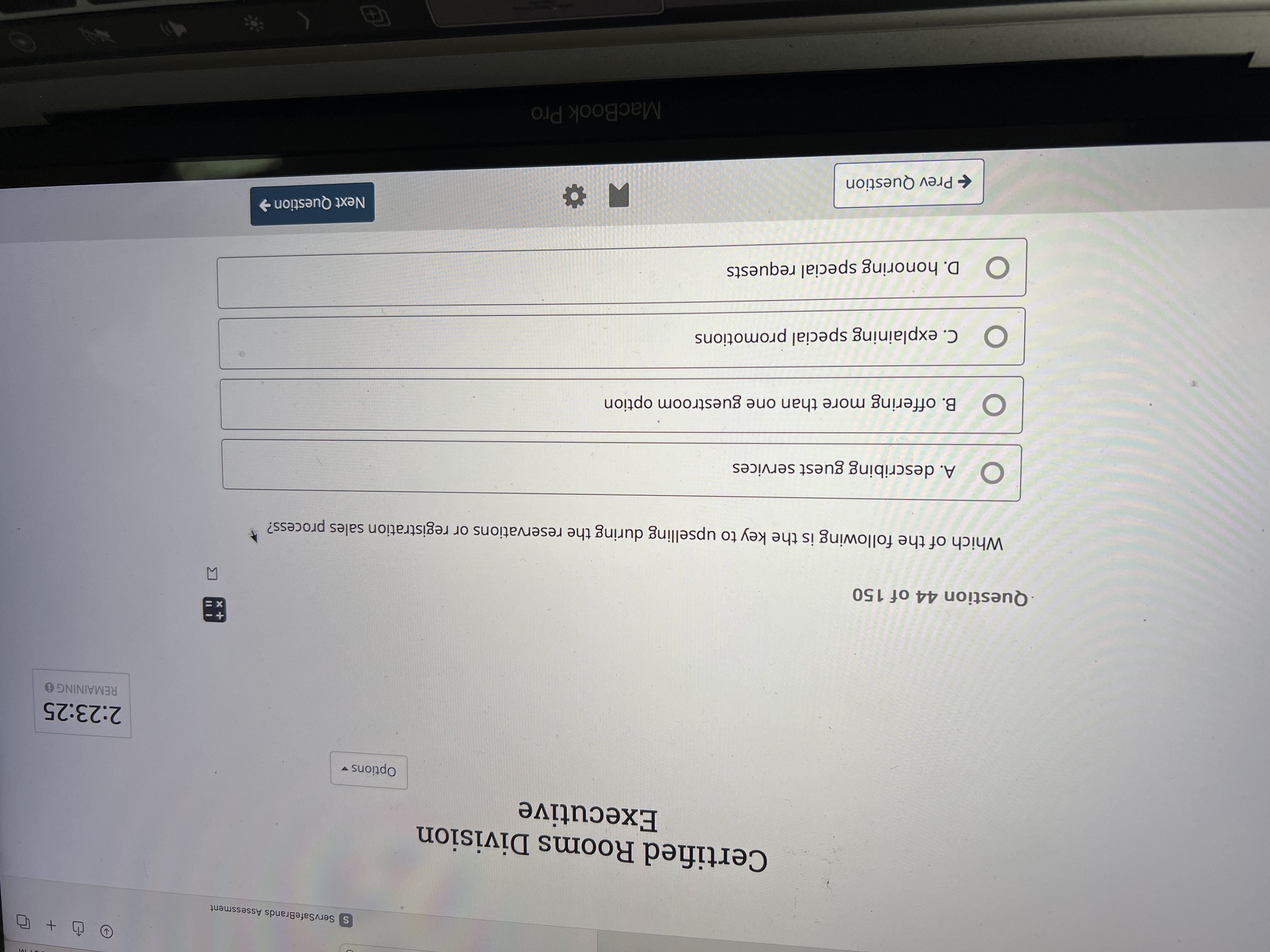 Solved Certified Rooms DivisionExecutiveQuestion 44 ﻿of | Chegg.com