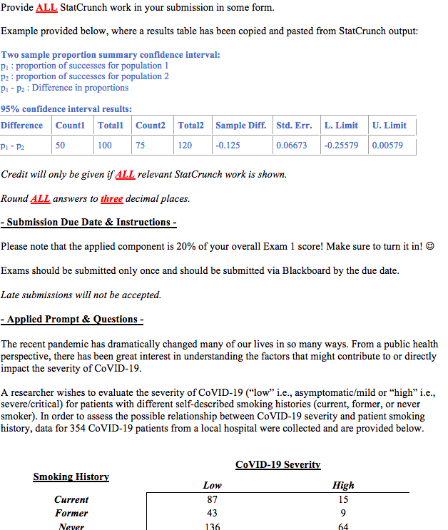 Solved Provide ALL StatCrunch work in your submission in | Chegg.com