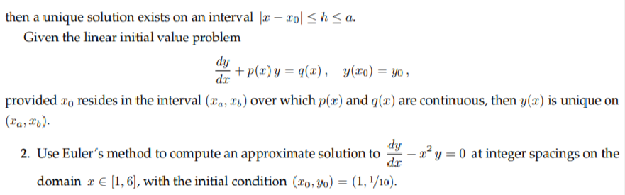 Solved Existence and Uniqueness Given the initial value | Chegg.com