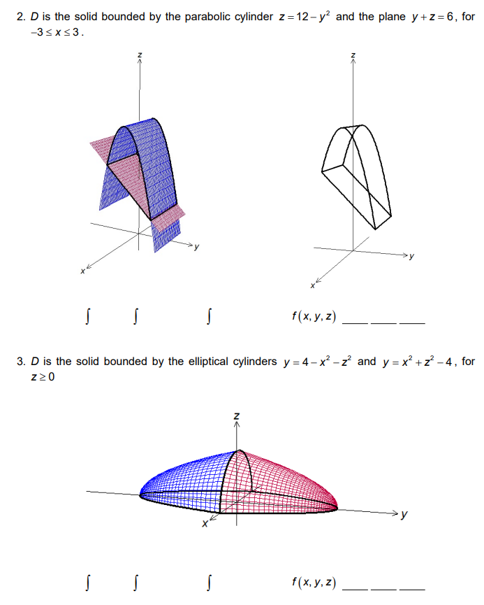 Solved 2. D is the solid bounded by the parabolic cylinder | Chegg.com
