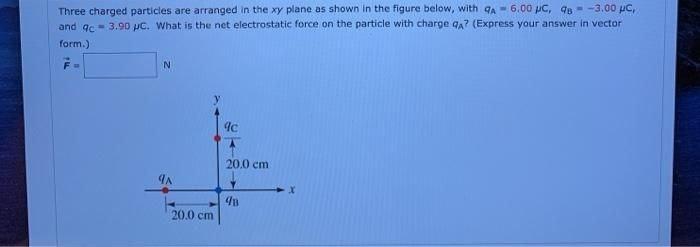 Solved Three charged particles are arranged in the xy plane | Chegg.com