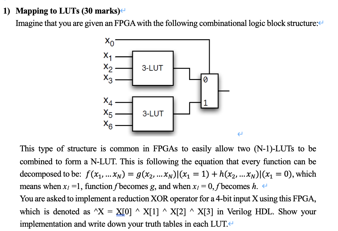 Solved Mapping to LUTs (30 marks) Imagine that you are given | Chegg.com