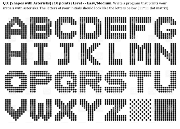 Solved 03: (Shapes with Asterisks) (10 points) Level | Chegg.com