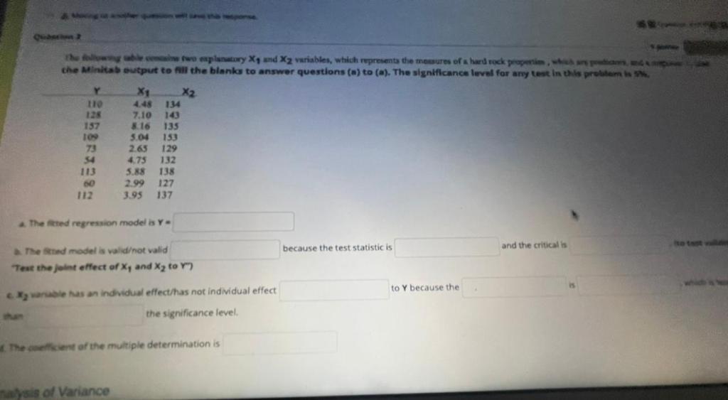 Solved the two explanatory X and X2 variables, which | Chegg.com
