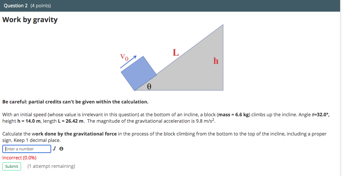 Solved Question 2 (4 points) Work by gravity L h 0 Be | Chegg.com