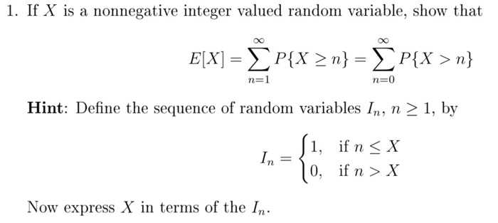 Solved 1 If X Is A Nonnegative Integer Valued Random