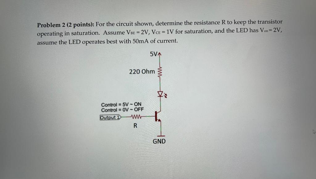 Solved Problem 2 2 Points For The Circuit Shown