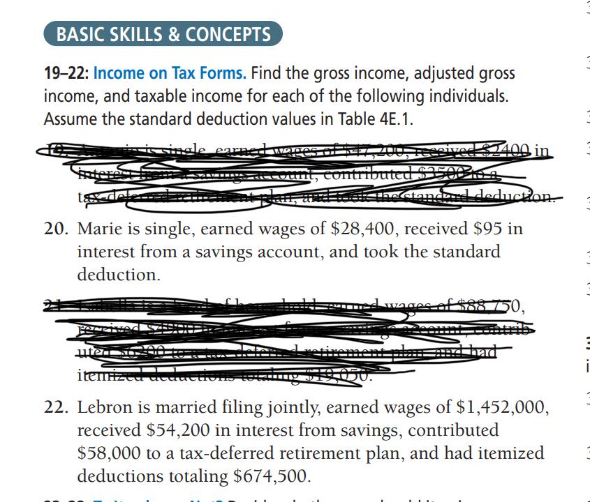 Solved 19-22: Income on Tax Forms. Find the gross income, | Chegg.com