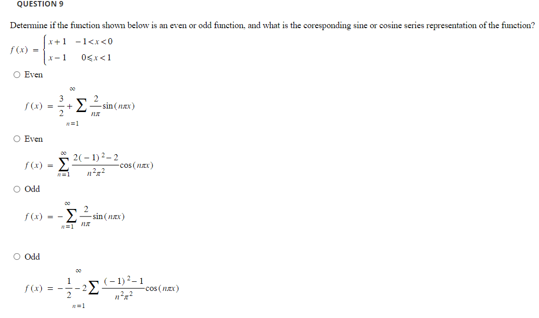 Solved Determine if the function shown below is an even or | Chegg.com
