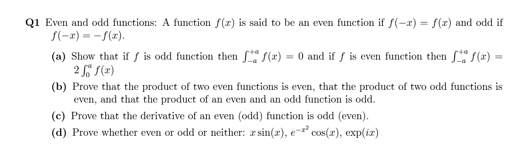 Solved Q1 ﻿Even and odd functions: A function f(x) ﻿is said | Chegg.com