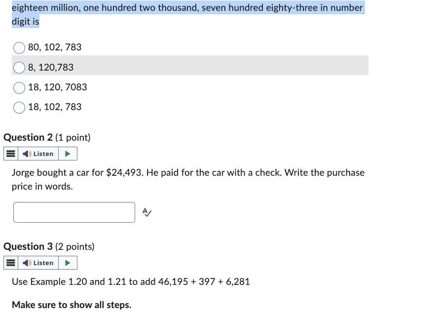 Solved eighteen million, one hundred two thousand, seven | Chegg.com
