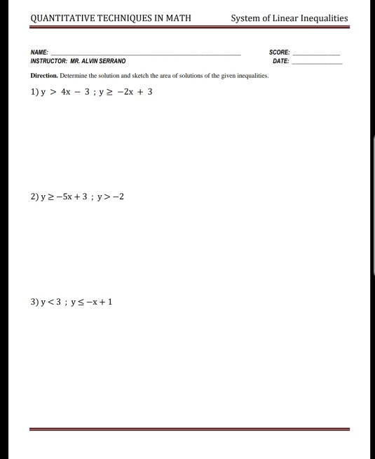 Solved QUANTITATIVE TECHNIQUES IN MATH System of Linear | Chegg.com