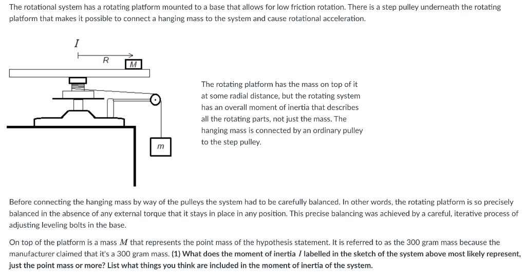 Solved The rotational system has a rotating platform mounted | Chegg.com