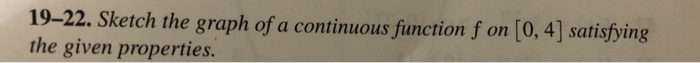 Solved 19-22. Sketch the graph of a continuous function f on | Chegg.com