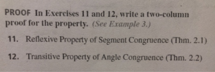 PROOF In Exercises 11 and 12, write a two-column | Chegg.com
