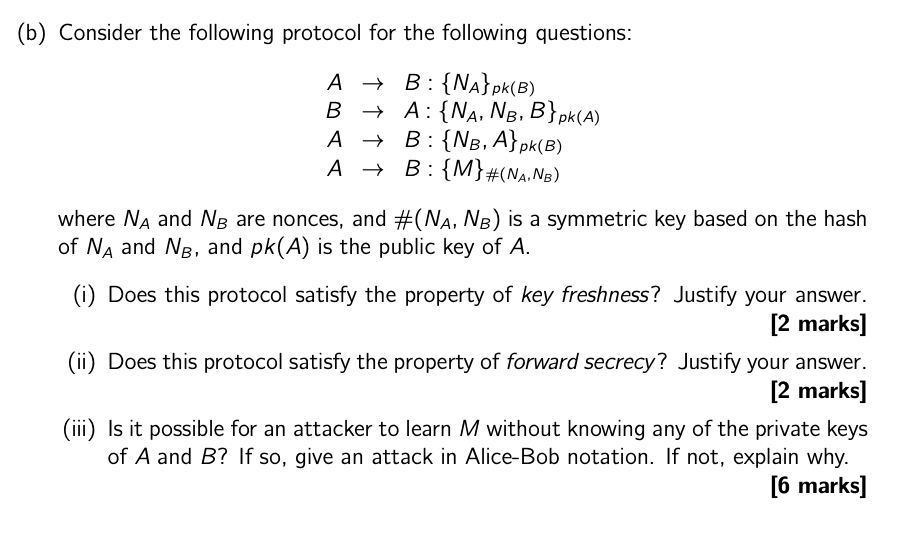 Solved (b) Consider the following protocol for the following | Chegg.com