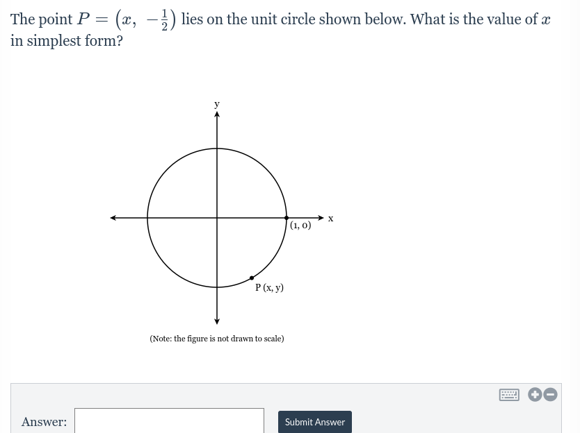 Solved The point P = (x, - į) lies on the unit circle shown | Chegg.com
