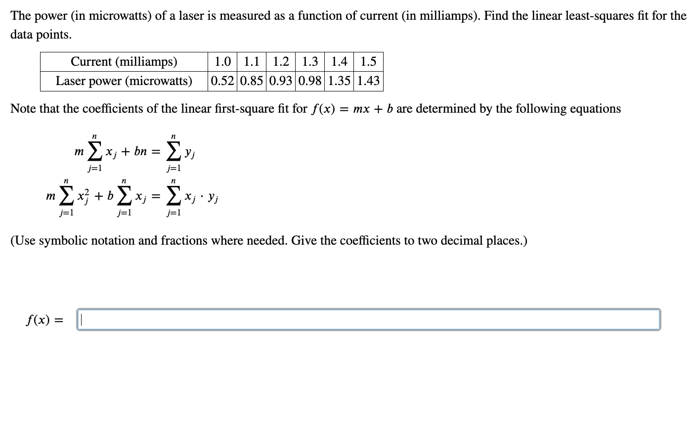 Solved The power (in microwatts) of a laser is measured as a | Chegg.com