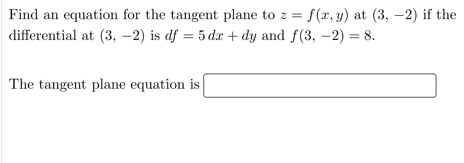 Solved Find an equation for the tangent plane to z = f(x,y) | Chegg.com