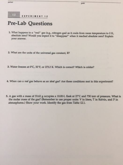 Solved 12 EXPERIMENT 12 Pre-Lab Questions 1. What happens to | Chegg.com