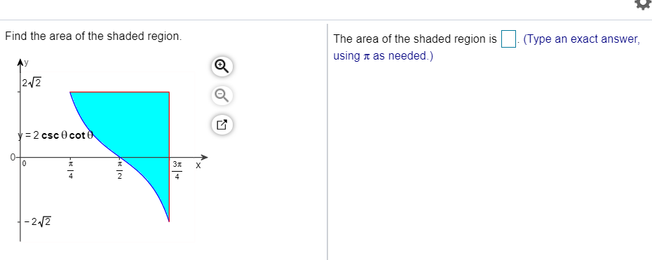 Solved Find the area of the shaded region. (Type an exact | Chegg.com