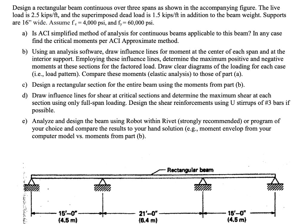 Solved Design a rectangular beam continuous over three spans | Chegg.com
