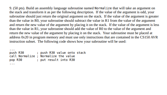 Solved 9 50 Pts Build An Assembly Language Subroutine 