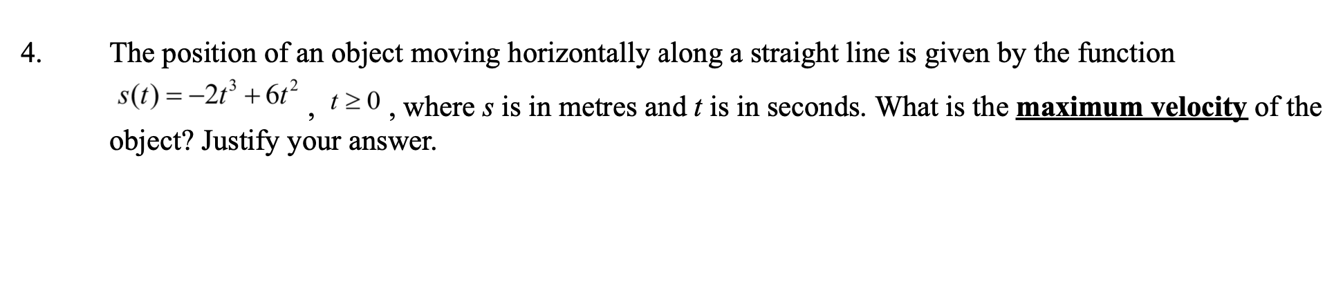 Solved The position of an object moving horizontally along a | Chegg.com