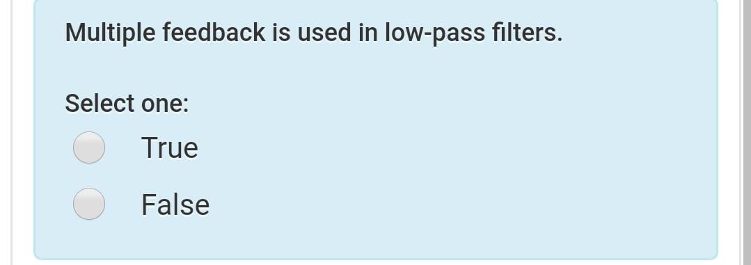 Solved Multiple feedback is used in low-pass filters. Select | Chegg.com