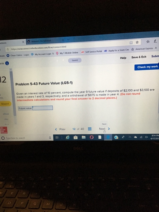 Solved 凸 Help Save &Exit Subm Saved rm Check my work 12 | Chegg.com