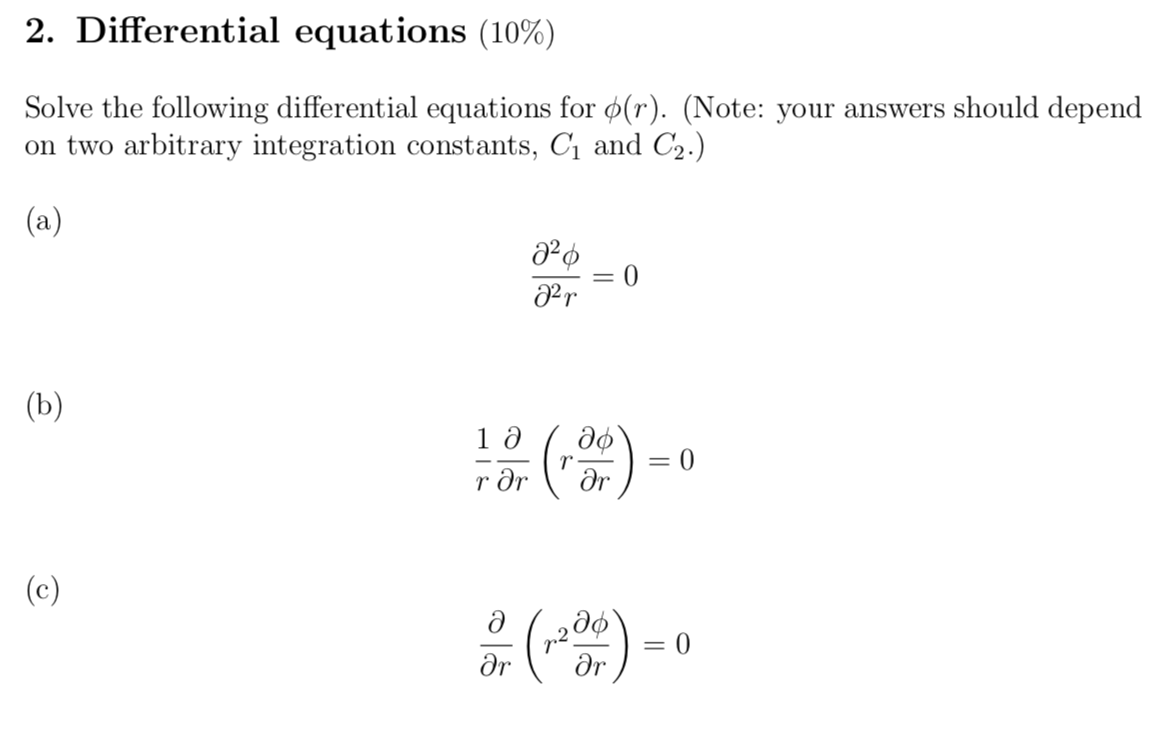 Solved 2. Differential equations (10%) Solve the following | Chegg.com