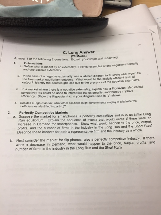 Solved Define what is meant by an externality. Provide | Chegg.com