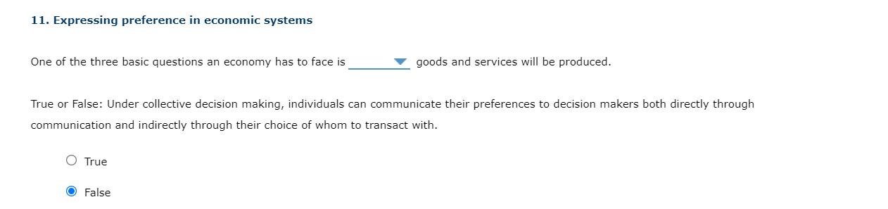 Solved 11. Expressing preference in economic systems One of | Chegg.com