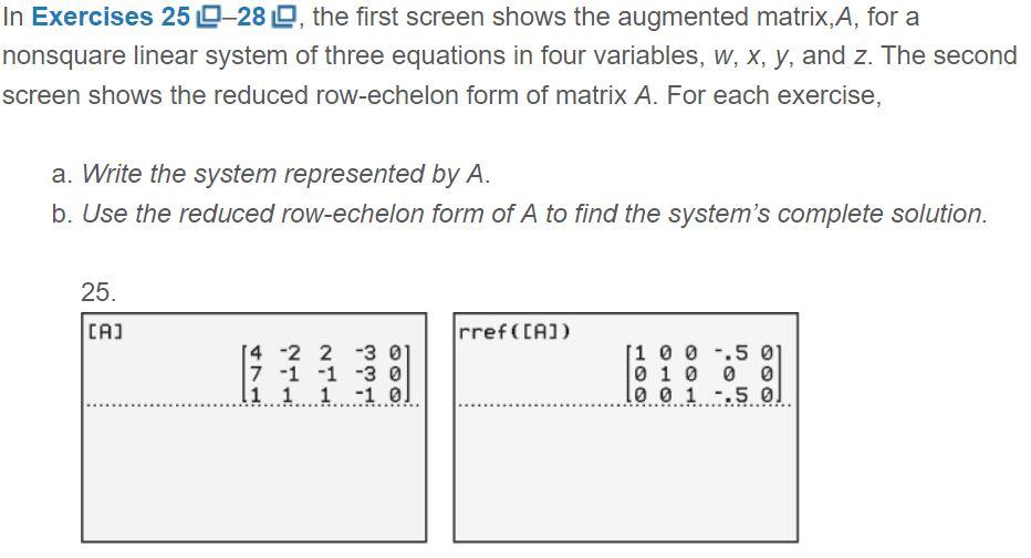 Solved In Exercises 25 0-28 , the first screen shows the | Chegg.com