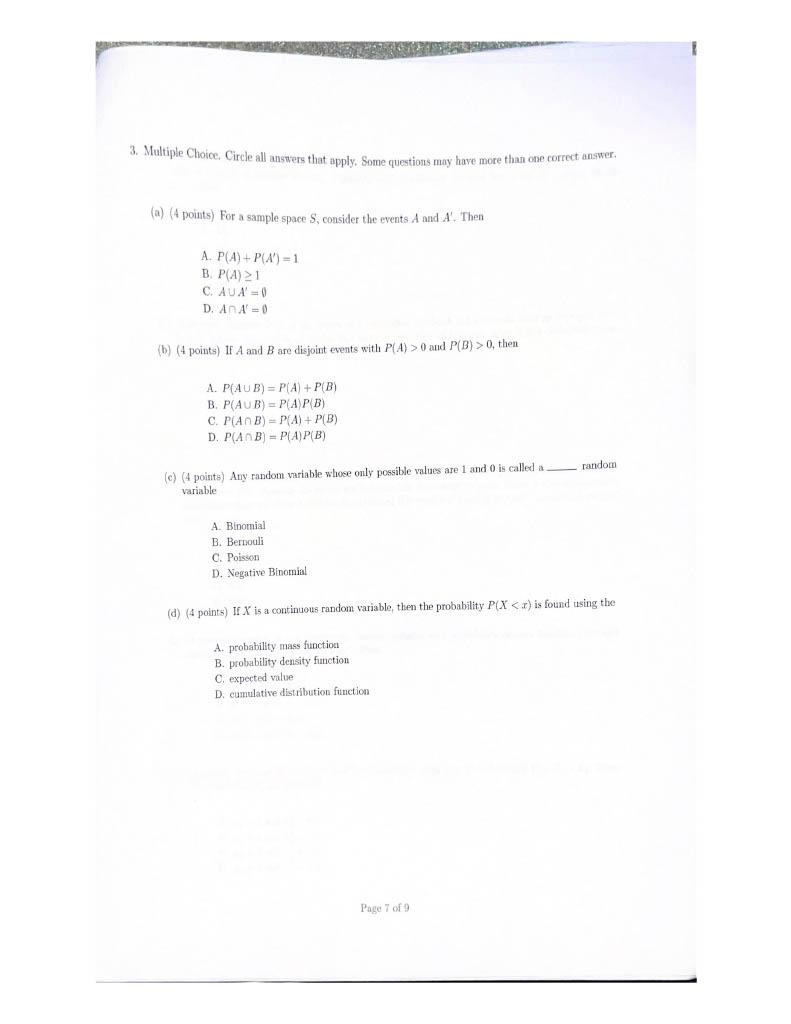 Solved 3. Multiple Choice. Circle all answers that apply. | Chegg.com