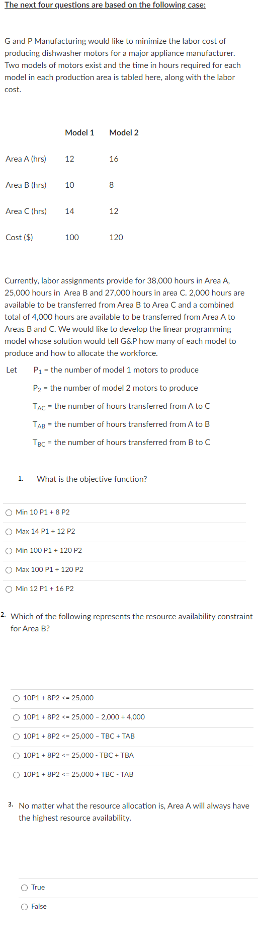 Solved The next four questions are based on the following | Chegg.com