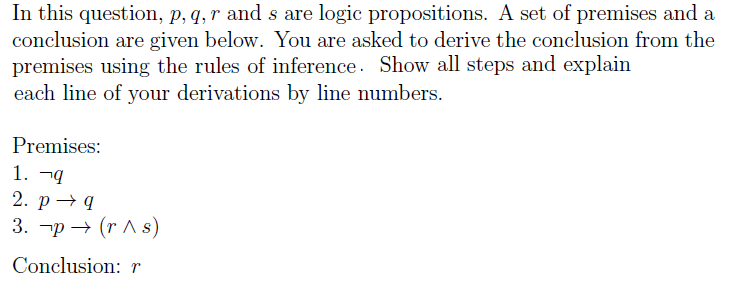 Solved In this question, p, q, r and s are logic | Chegg.com