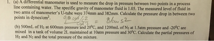 Solved 1. (a) manometer is used to measure the drop in | Chegg.com