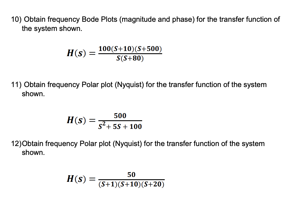 Solved 9) Obtain frequency Bode Plots (magnitude and phase) | Chegg.com