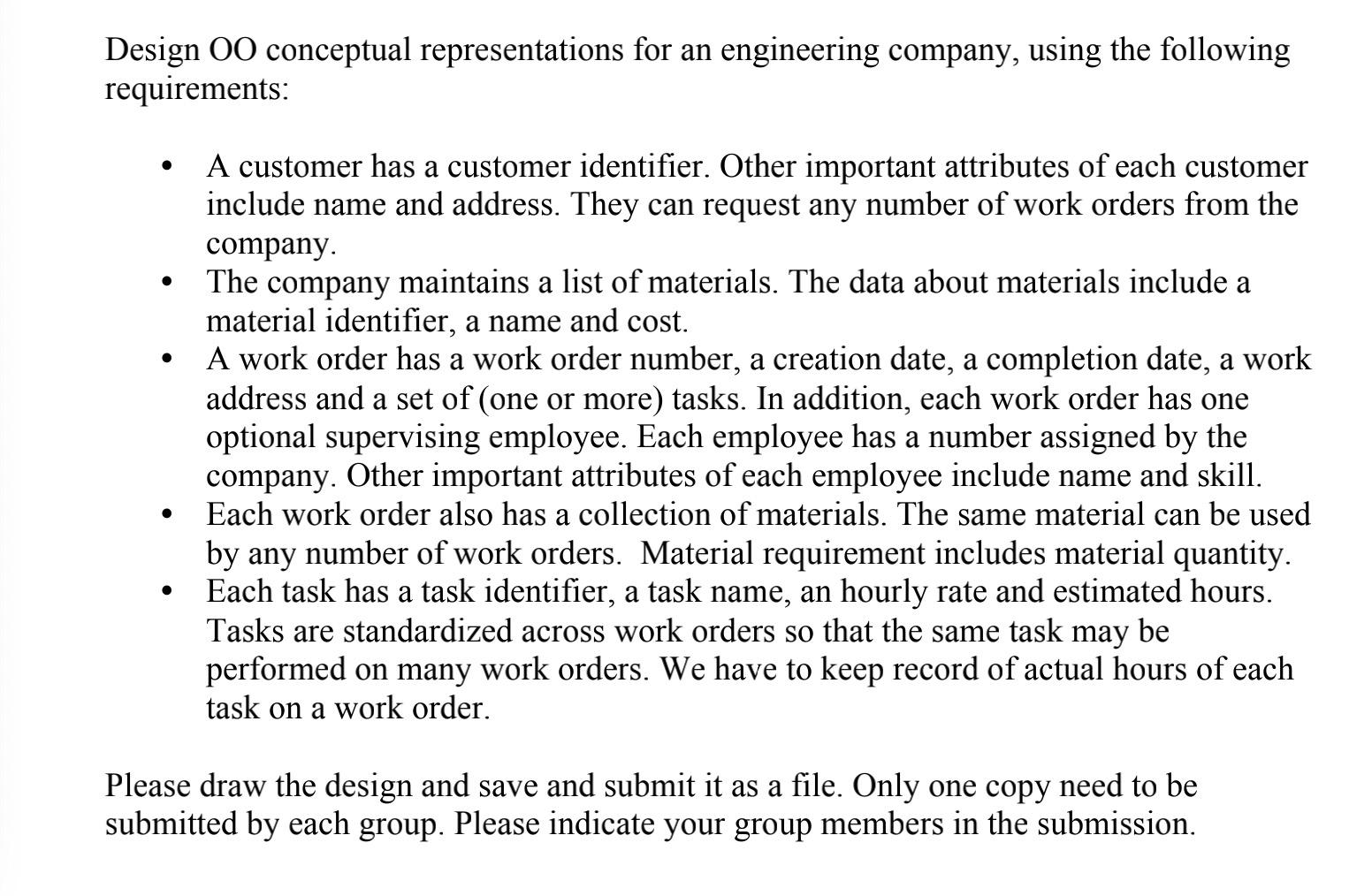 Solved Design 00 conceptual representations for an | Chegg.com