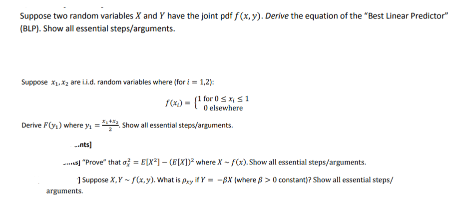 Solved Suppose two random variables X and Y have the joint | Chegg.com