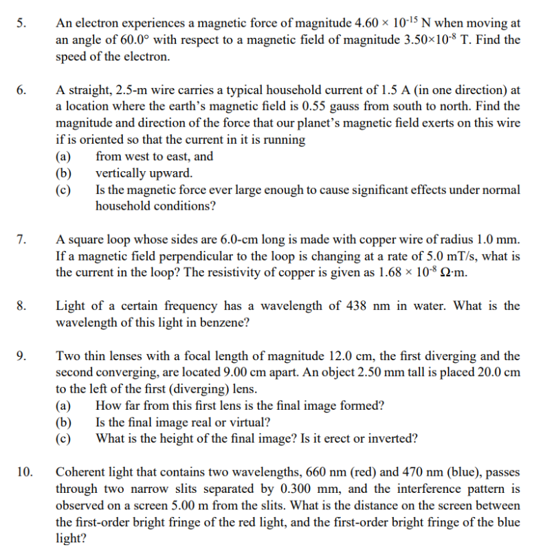 Solved 5. An electron experiences a magnetic force of | Chegg.com